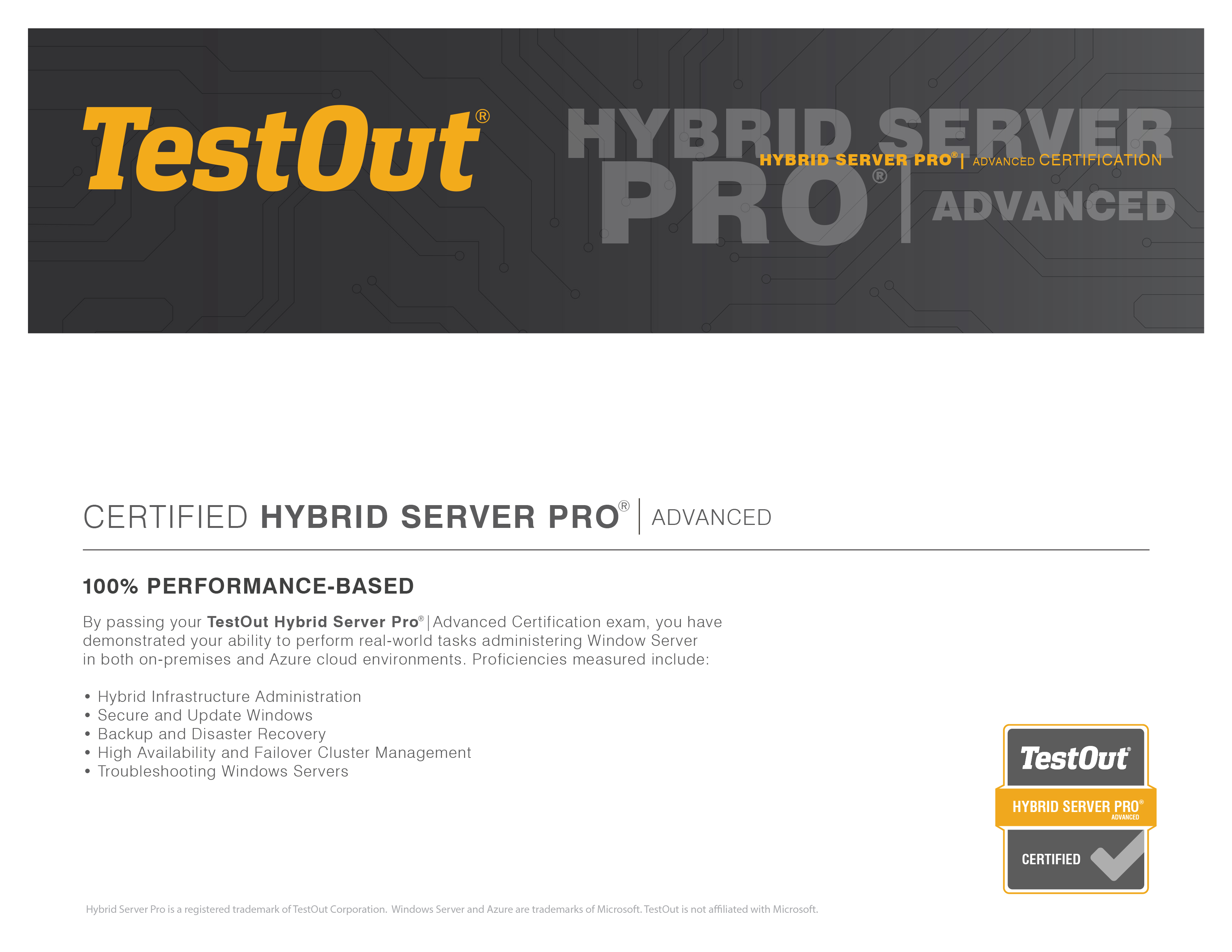 Master Hybrid Server Environments Testout Hybrid Server Pro Advanced